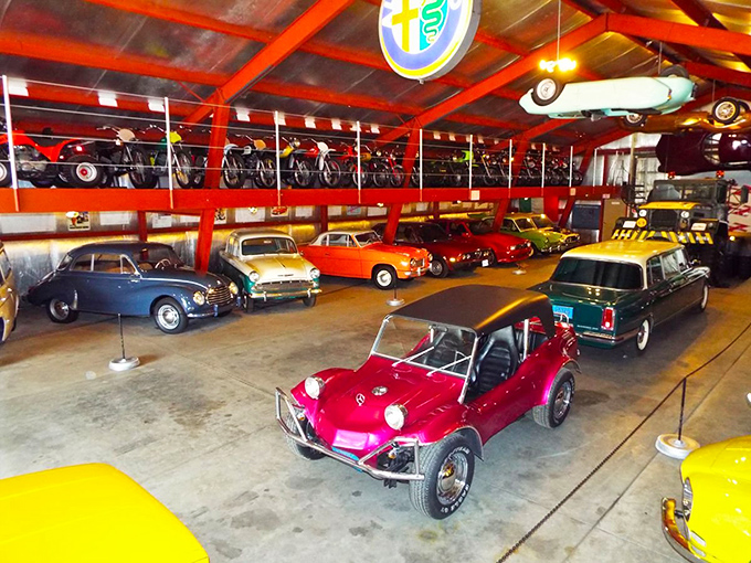 A rainbow of automotive history under one roof, where classic cars find their forever home in this Wisconsin wonderland.