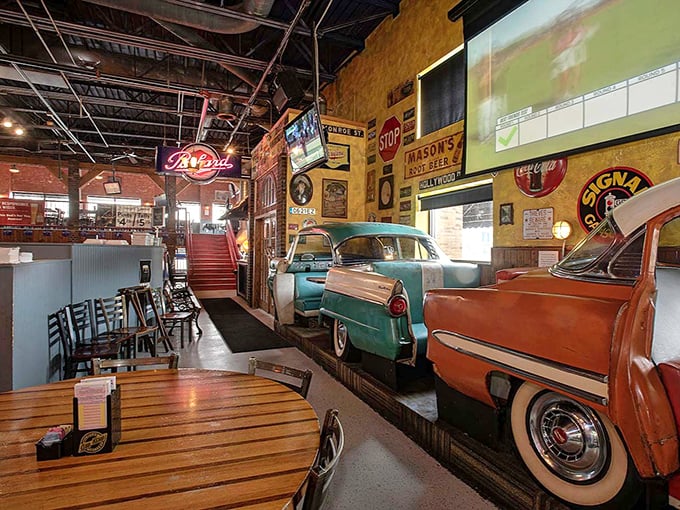 Classic cars transformed into dining booths? Pete's Garage isn't just serving meals &ndash; it's delivering time travel on a plate!