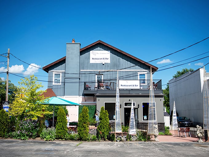 Station 100's charming exterior welcomes visitors with its blend of modern design and Bavarian influence &ndash; a culinary lighthouse in Frankenmuth's sea of attractions.