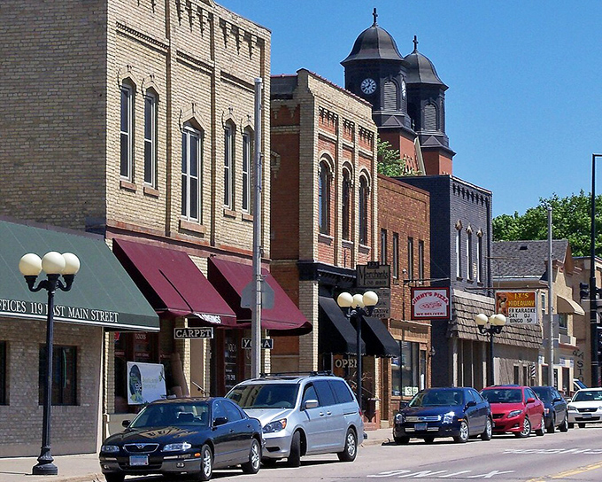 New Prague's Main Street whispers old-world charm with its historic brick buildings and globe streetlamps&mdash;Czech heritage alive in Minnesota.