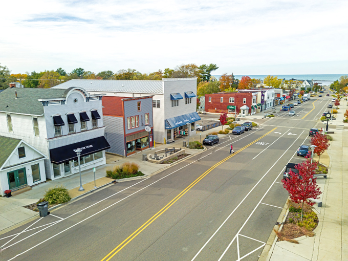 New Buffalo's charming main street offers a perfect blend of small-town warmth and unexpected sophistication – where every storefront tells a story.