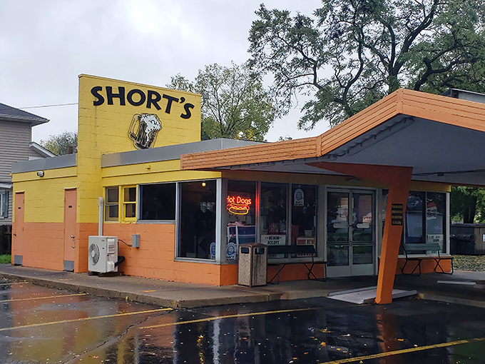 The sunshine-yellow exterior of Short's Root Beer Stand beckons with retro charm, a Coldwater landmark since before Instagram made food famous.