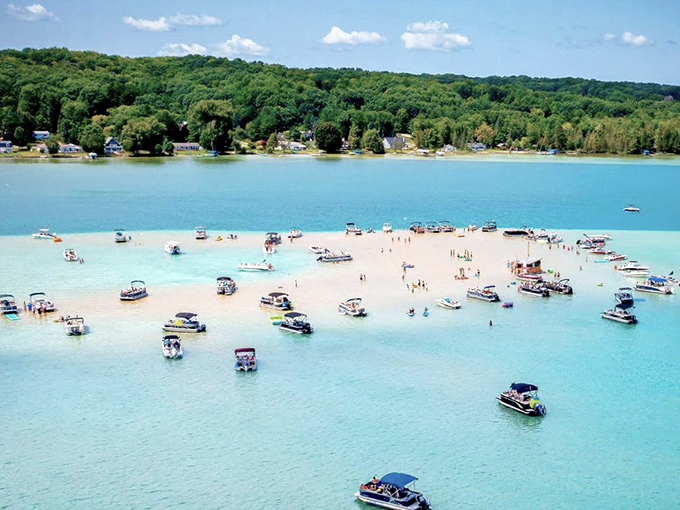 Torch Lake's famous sandbar draws boaters seeking that perfect Caribbean-blue water experience &ndash; Michigan's answer to tropical paradise without the passport.