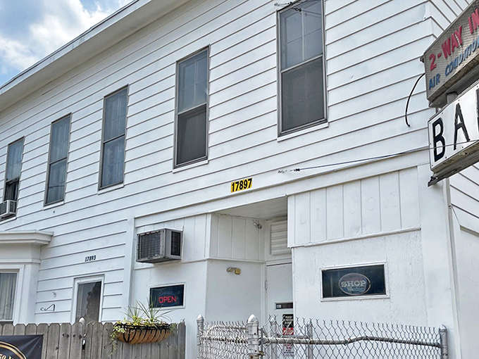 Exterior: The unassuming white clapboard exterior of the Two-Way Inn hides nearly 150 years of Detroit history behind its modest fa&ccedil;ade.