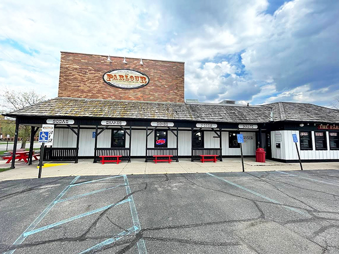The Parlour's classic brick exterior stands like a time capsule on Daniel Road, promising sweet nostalgia before you even step inside.