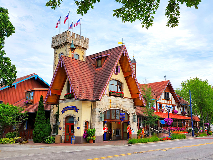 That moment when a Michigan town said "let's just build a Bavarian castle" and somehow it worked perfectly.