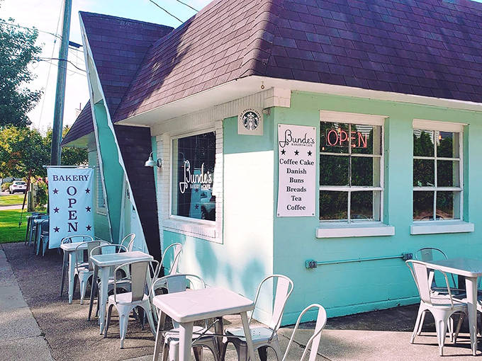 The mint-green cottage with its pitched roof doesn't scream for attention, but locals know this unassuming facade hides South Haven's most delicious morning treasures.