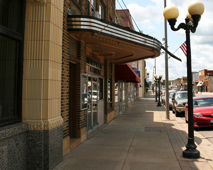 Historic commercial buildings showcase the town's architectural diversity, from ornate Victorian to practical Midwestern brick, all preserved with pride.