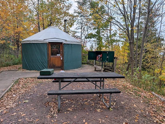 The backcountry yurt awaits adventurous souls, offering circular comfort after a day of hiking and before a night of spectacular stargazing.