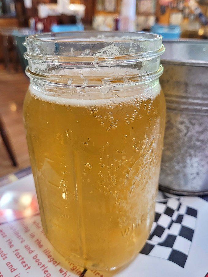 Cold beer in a mason jar &ndash; because fancy glasses would just get in the way of this perfect partnership with BBQ.
