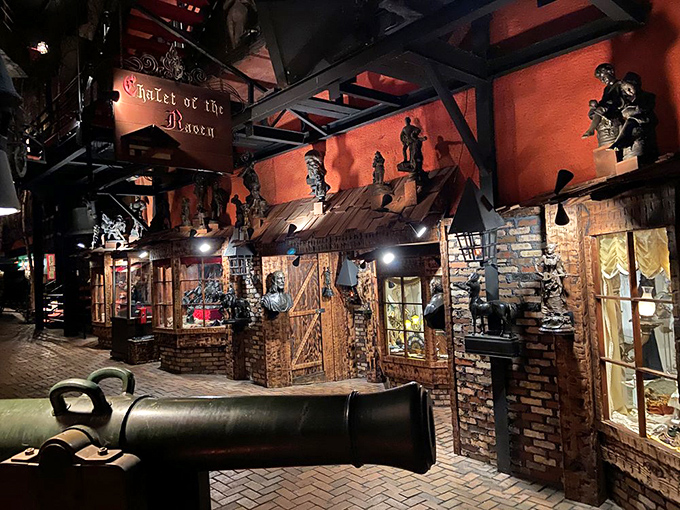 The Chalet of the Raven transports visitors to a fairy tale setting, its dark wood interior and mysterious artifacts creating an atmosphere of gothic charm.