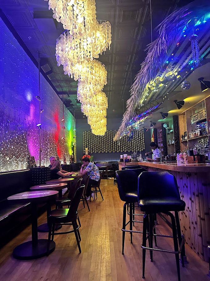 The dramatic lighting transforms ordinary evenings into special occasions &ndash; even Tuesday can feel like Saturday night here.