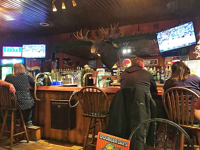 The bar area &ndash; where strangers become friends and the moose head has seen it all but tells no tales.