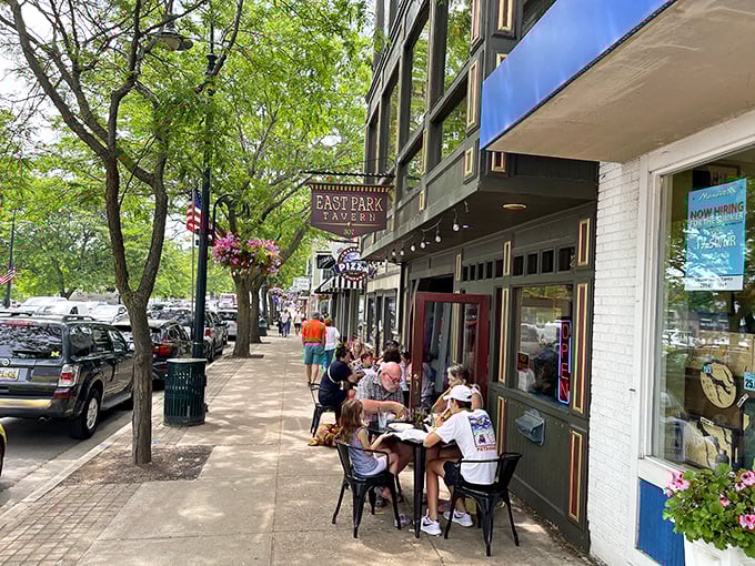 Charlevoix's downtown buzzes with local flavor, where sidewalk dining lets you savor both cuisine and small-town charm.