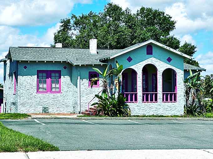 The Highlands Art League showcases local creativity in a vibrant blue building that's as artistic as the works displayed inside.