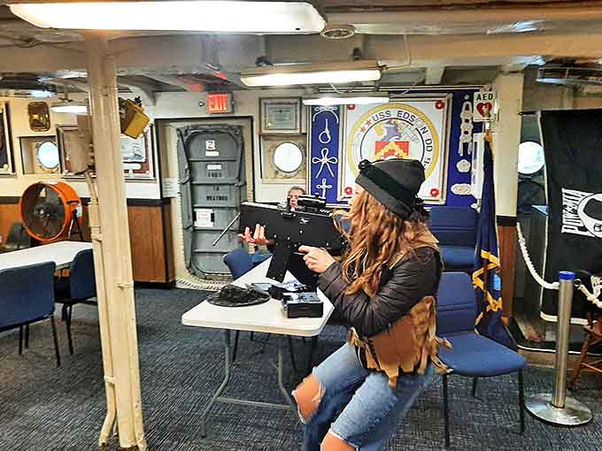 Modern visitors can experience the ship in unique ways, including laser tag games that bring a playful element to these historic spaces.