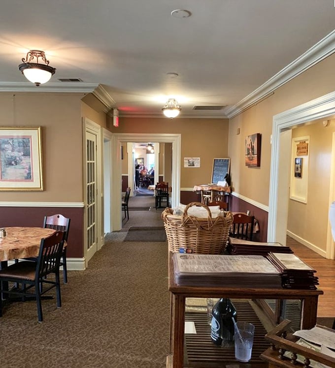 Wood-paneled walls and soft lighting create dining spaces that feel intimate without being cramped &ndash; like being invited to a special dinner party.