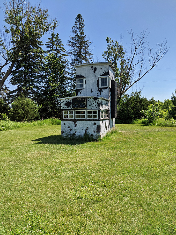 Not your average garden shed! This patterned building plays with texture and expectation, inviting closer inspection.