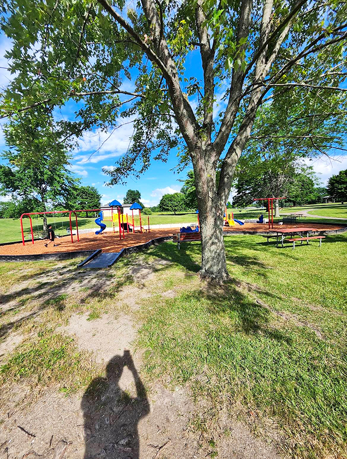 This colorful playground offers land-based adventures for tiny visitors needing a break from aquatic acrobatics &ndash; or building courage for them.