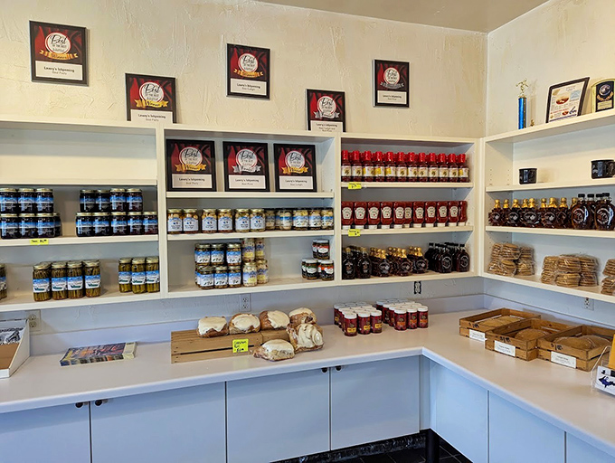 Local products line the shelves, offering tasty souvenirs that capture the flavors of Michigan's Upper Peninsula.