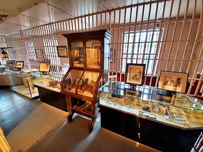 Law and order, 19th-century style: this display showcases the evolution of weapons and equipment used by Allegan County sheriffs.