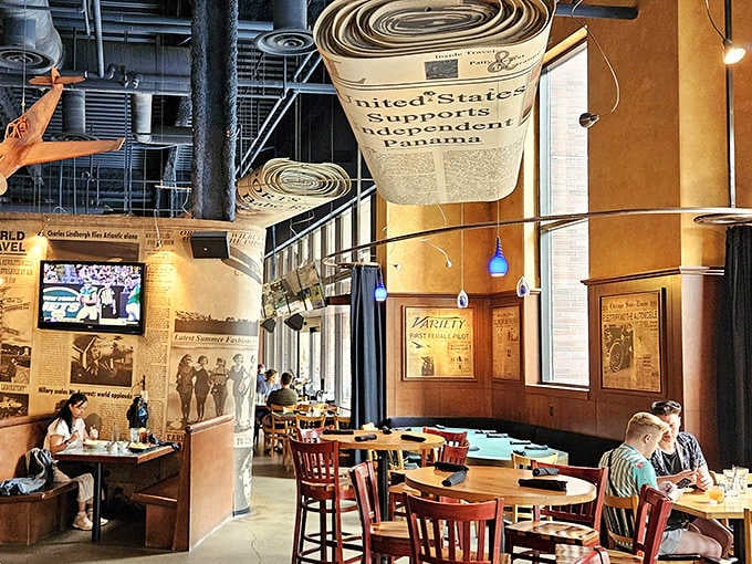 Patrons enjoy their meals surrounded by vintage headlines &ndash; possibly the only place where reading the news actually improves your appetite.