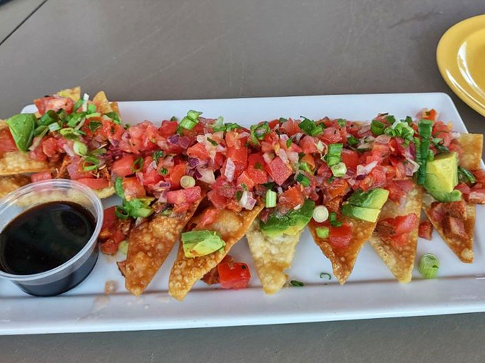Crispy conversation starters: These wonton nachos topped with fresh tuna and avocado have started more friendships than Facebook.