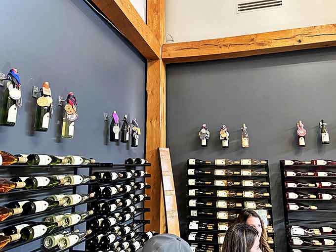 Award-winning bottles line the walls like trophies of taste, each one representing countless hours of passion, patience, and Michigan terroir.