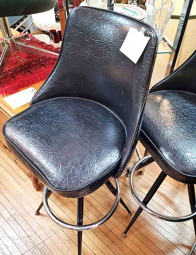 These vinyl bar stools have supported countless elbows, heard innumerable secrets, and are still ready for your next kitchen island gossip session.