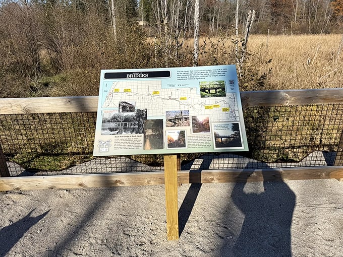 History lessons without textbooks &ndash; these trail markers tell stories of bridges past and present for curious travelers.