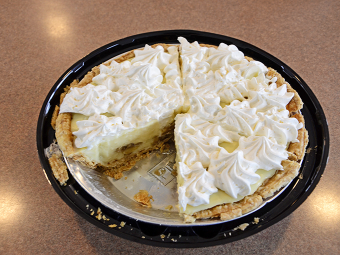 Cream pie that would make your grandmother jealous &ndash; cloud-like filling topped with peaks of whipped cream in a flaky crust that shatters just right.