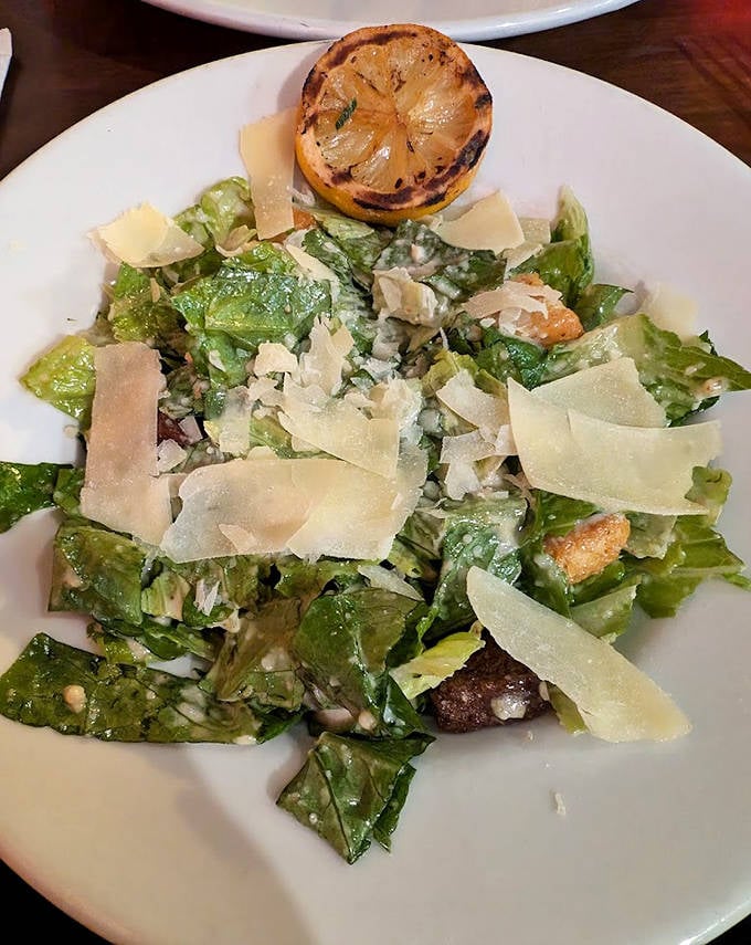 A Caesar salad that got a tropical makeover, complete with a grilled lemon that adds just the right amount of smoky citrus.