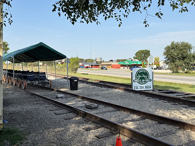 Where the adventure begins: the starting point for rail bikers eager to experience Michigan's scenery from a whole new perspective.