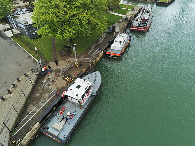 Bird's eye brilliance reveals the Westcott's home base, where this floating post office docks between its maritime mail runs.