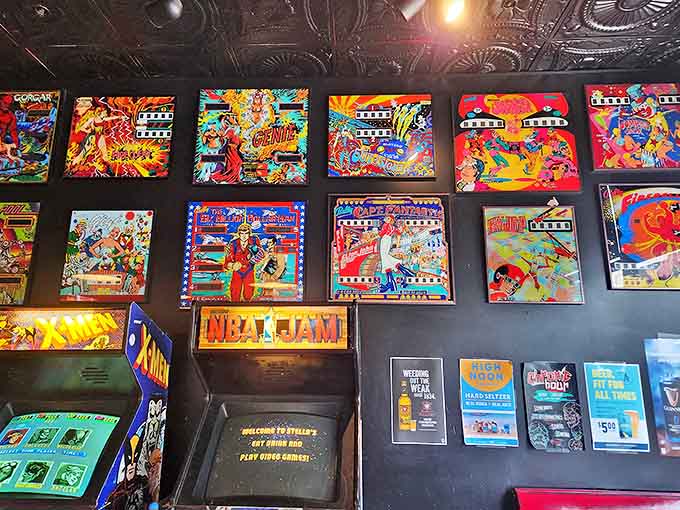Vintage pinball backglasses line the walls like fine art&mdash;a gallery exhibition where Elvira meets KISS in a celebration of pop culture's golden age.
