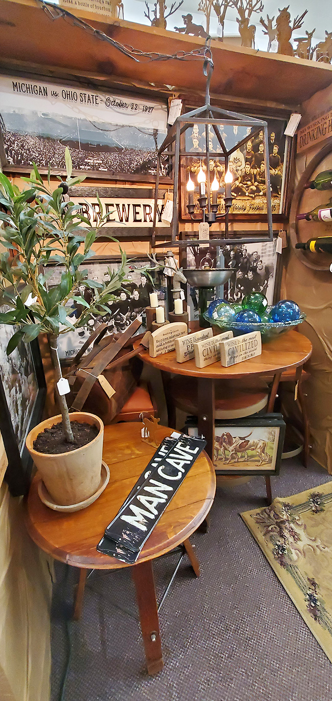 Michigan sports memorabilia creates a nostalgic shrine to collegiate glory days, where vintage photographs capture legendary moments frozen in time.