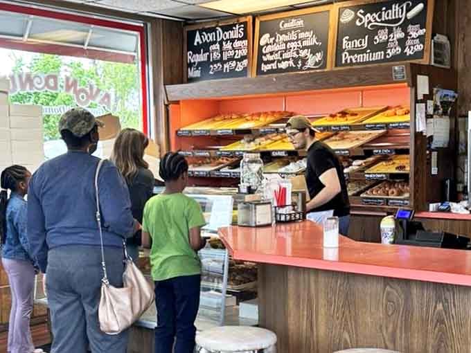 The morning rush at Avon &ndash; where patience is rewarded with pastry perfection worth every minute in line.