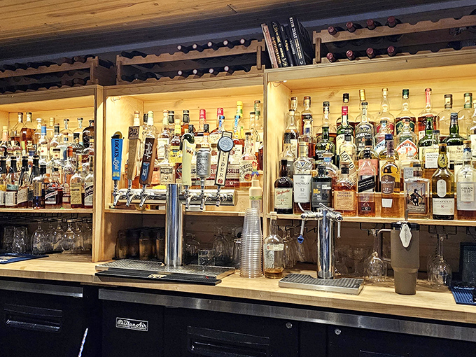 The bar showcases an impressive bourbon selection that would make Kentucky proud, from approachable pours to special occasion splurges.