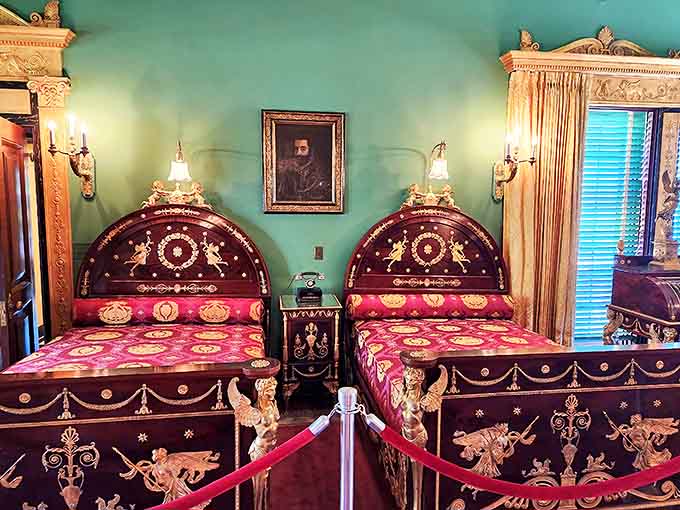 Victorian bedroom decor – where every surface deserved a doily and every bed required an advanced climbing technique.