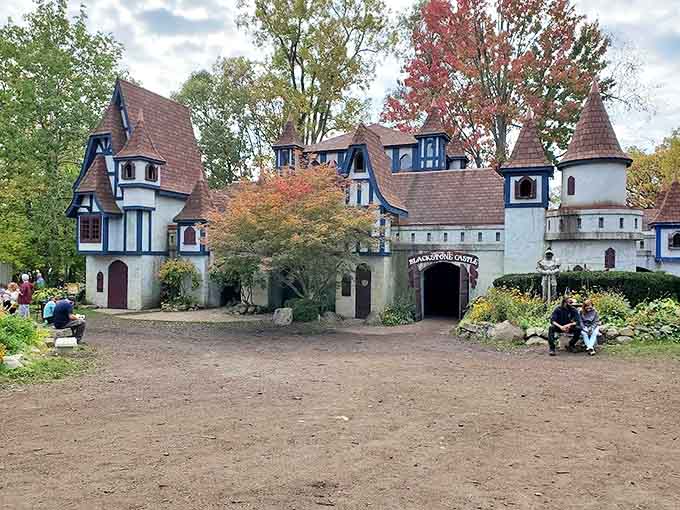 Blackstone Castle's impressive facade creates a fairytale backdrop, its turrets and towers housing shops and attractions within authentic-looking medieval architecture.