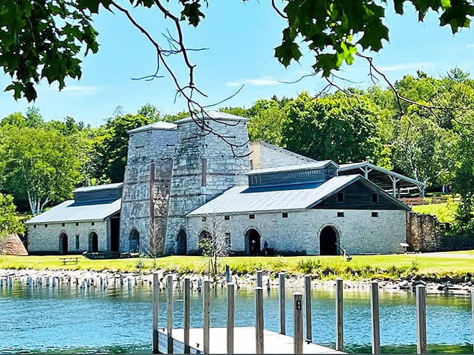 Industrial might preserved: This massive stone furnace complex once roared with fire and activity, now standing in dignified retirement.