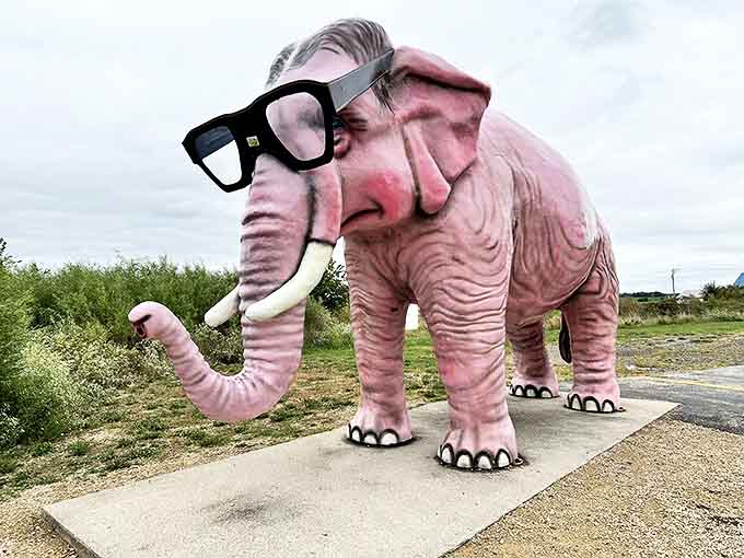 Up close, the details of Pinkie's face reveal the character that has made this statue beloved by generations of Wisconsin travelers.