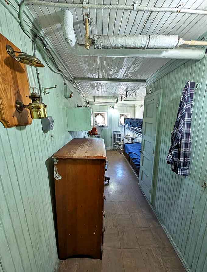 Mint-green walls and bunk beds – the crew quarters might remind you of summer camp, if summer camp involved hauling iron ore across Lake Superior.