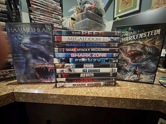 This shark movie collection would make even Spielberg do a double-take &ndash; apparently someone's been feeding their VHS player after midnight.