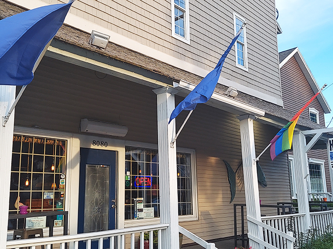 Harbor Fish Market & Grille welcomes diners with colorful flags and waterfront charm &ndash; where Lake Michigan's catch becomes tonight's delicious dinner.