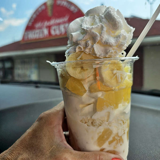 The Hawaiian parfait combines tropical fruits with vanilla custard, creating a vacation-in-a-cup so convincing you'll check for sand between your toes.