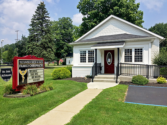 This charming medical office proves even getting your back cracked can happen in a building with character and curb appeal.