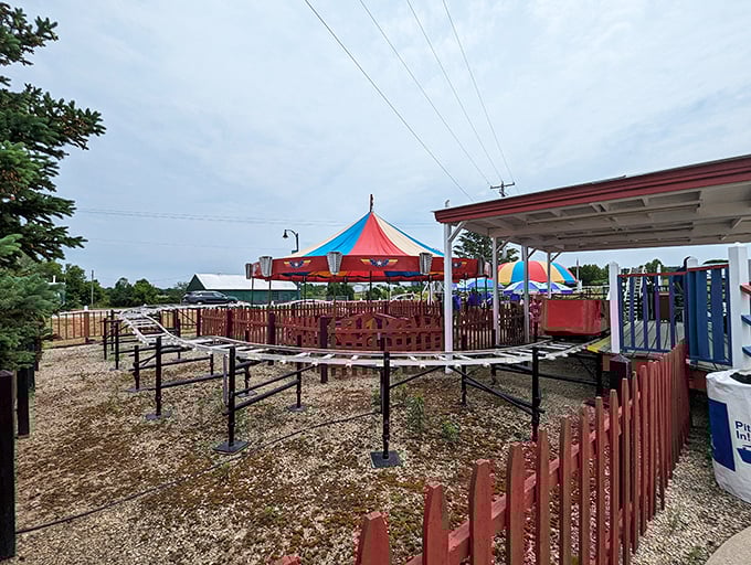 Aerial view of happiness! From above, you can see the perfect layout that makes this park manageable for families of all ages.