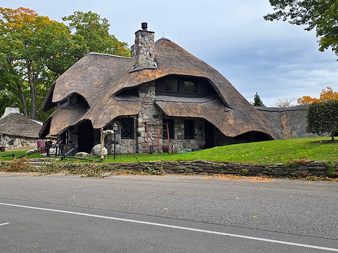 Not one but two magical dwellings! These mushroom houses with their undulating rooflines seem to have grown from Michigan soil.