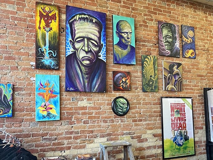 Classic monster paintings, including this haunting Frankenstein portrait, elevate horror imagery from mere scares to legitimate artistic expression.